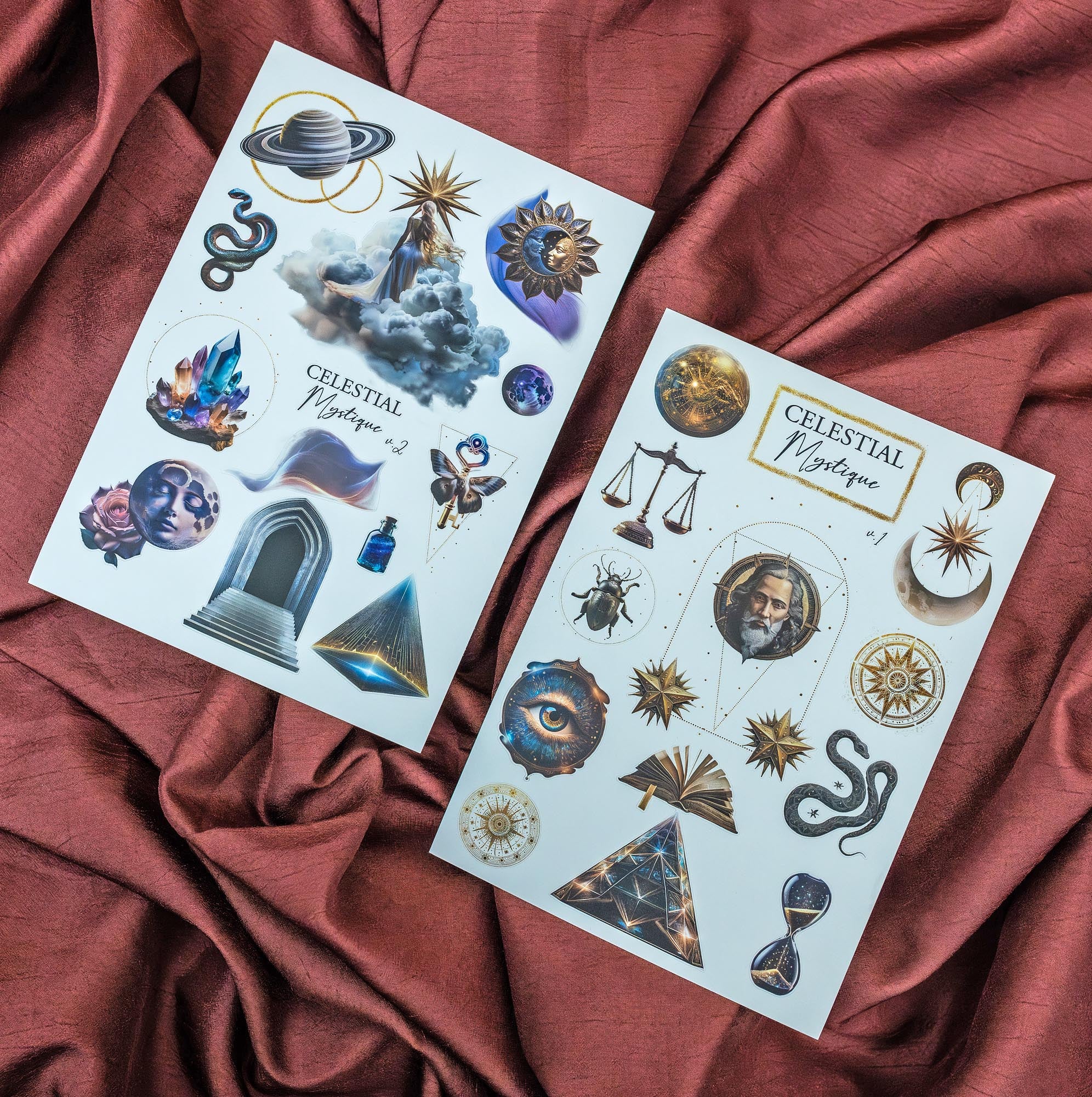 Celestial Mystique Sticker Sheets – Stickers | CoraCreaCrafts