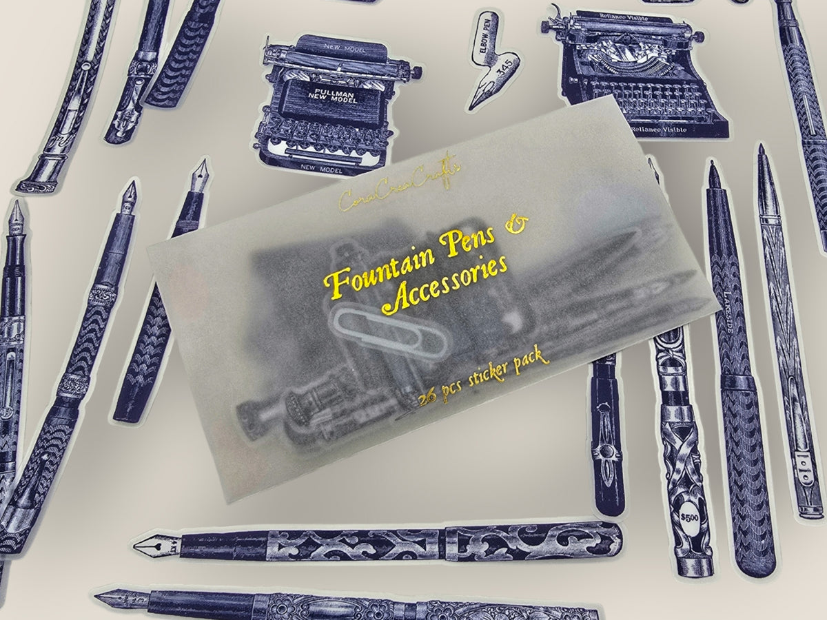 Fountain Pens Clear Stickers — Sticker Set | CoraCreaC
