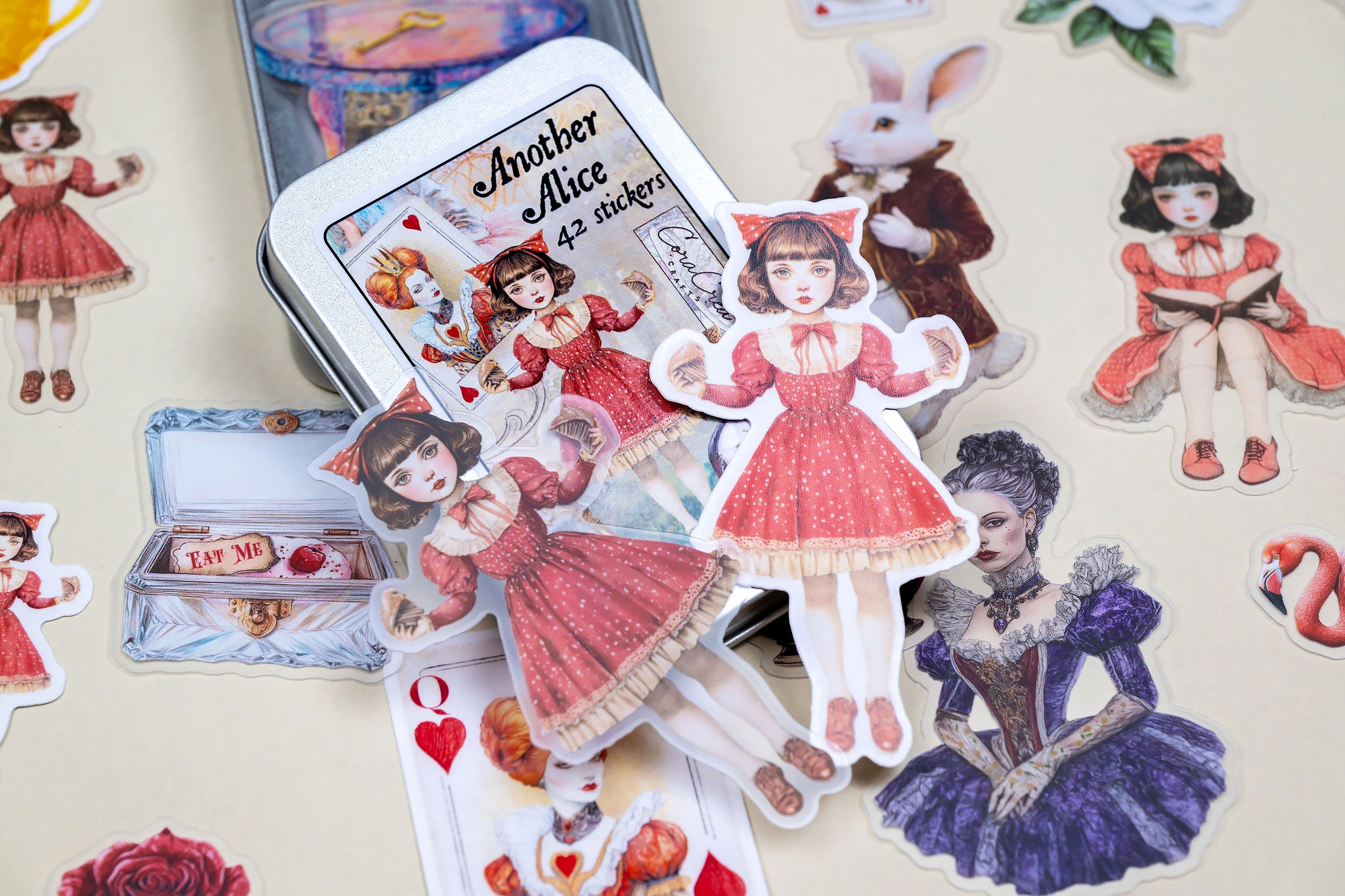 PRE-ORDER Another Alice Sticker Tin Box – Sticker Set | CoraCreaCrafts