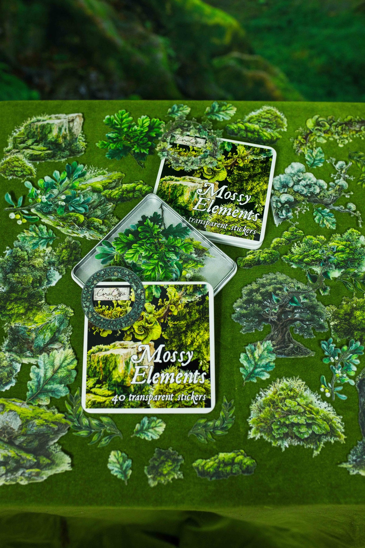 Mossy Elements Sticker Tin Box — Sticker Set | CoraCre