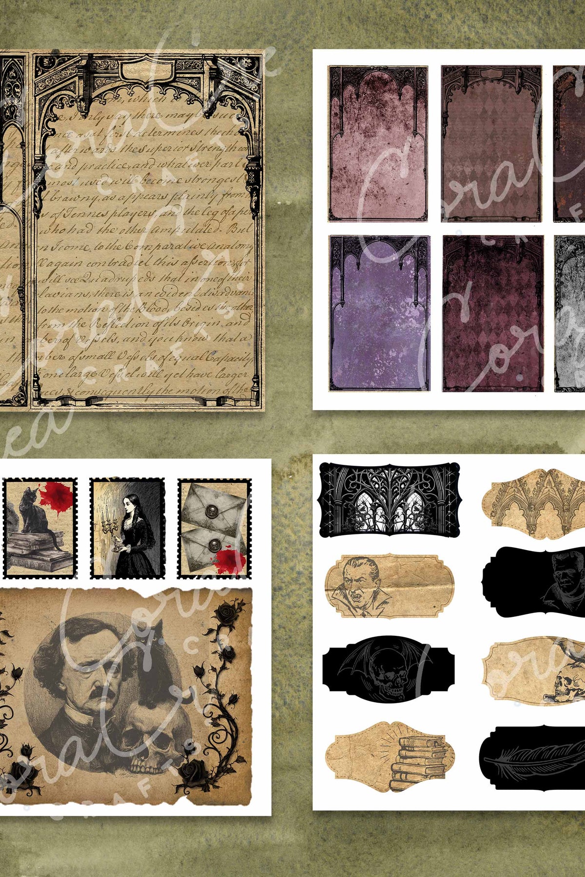 Poe & Gothic Writers Digital Journal Kit – digital | CoraCreaCrafts
